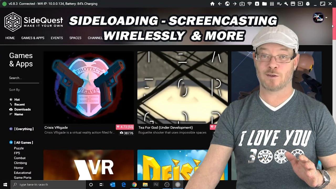Oculus Quest Sideloading + Oculus Quest Screencasting = Sidequest 8