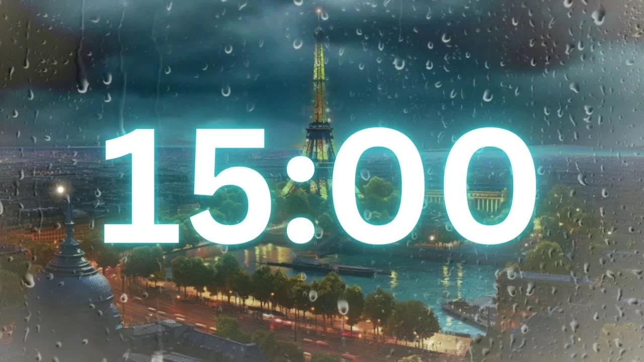 15 MINUTE TIMER - Heavy Rain on Window Sounds - Relaxing Countdown Timer