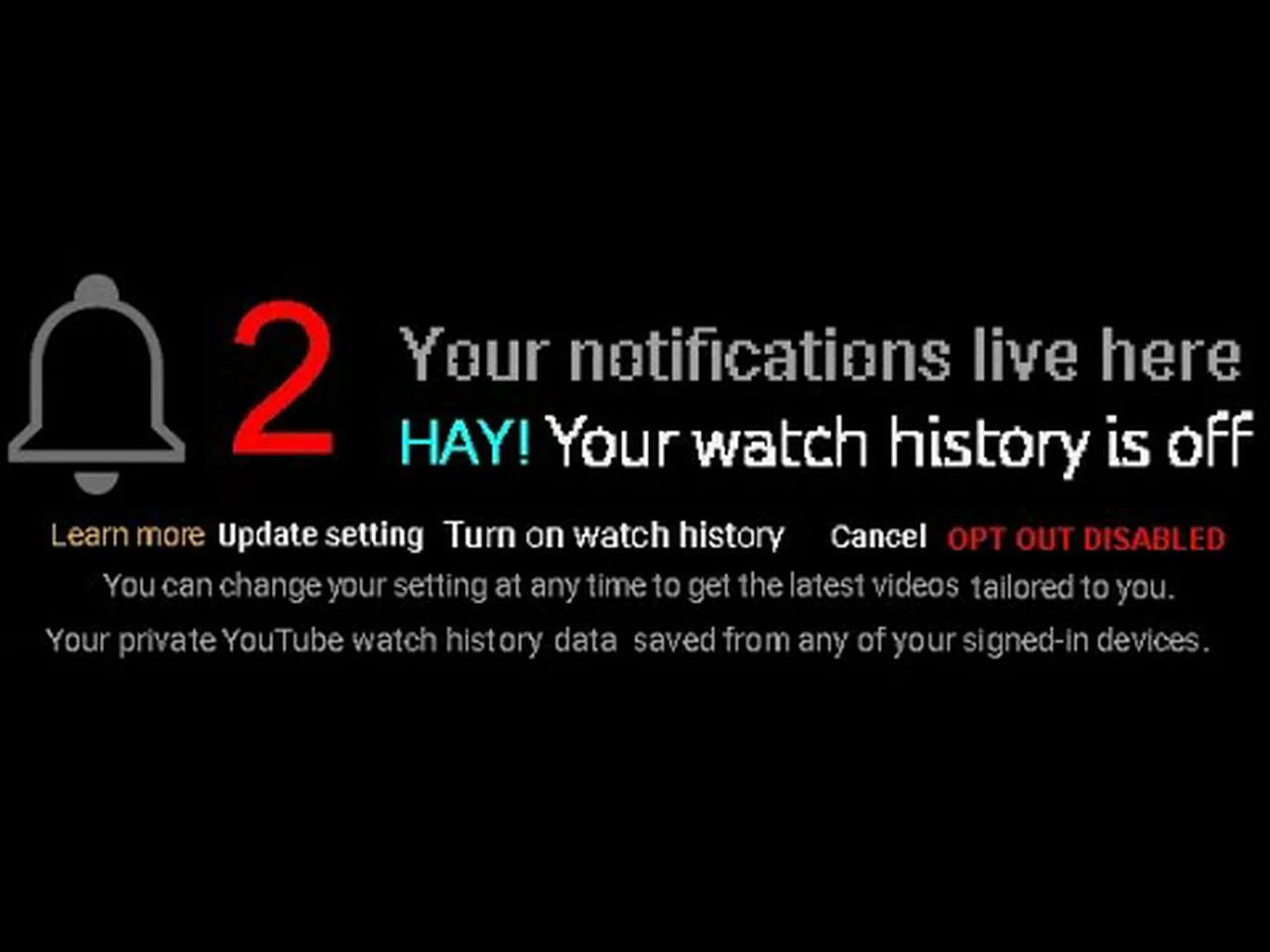 Blank Homepage mandatory youtube watch history & notification bell 2 ...