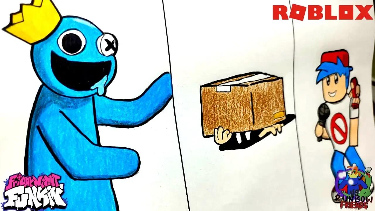 DIBUJO FRIDAY NIGHT FUNKIN VS Rainbow Friends vs BLUE V1 / DRAWING FNF ...