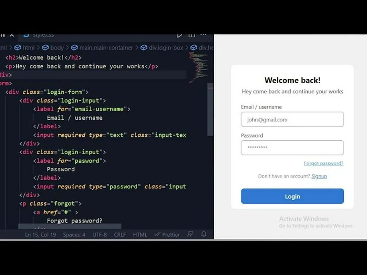 Create beautiful Login page using HTML and CSS - no talking