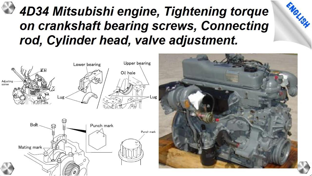 Mitsubishi 4D34 engine, Torque, Crankshaft Main Bearings, Connecting ...