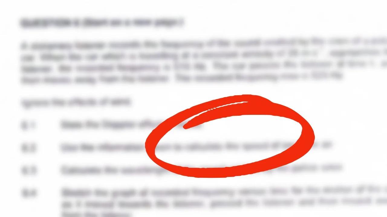 DOPPLER EFFECT GRADE 12 PHYSICS MAY/JUNE 2024 (V = 340 m/s)