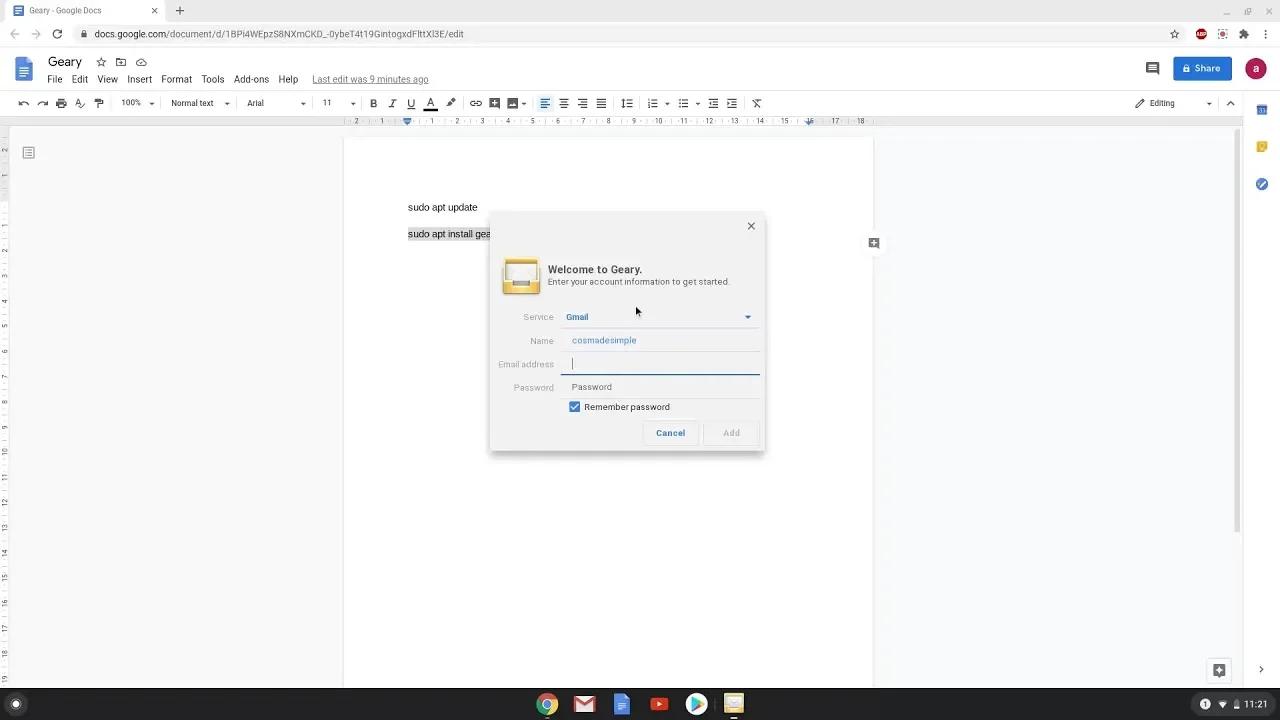 How to install Geary email manager on a Chromebook