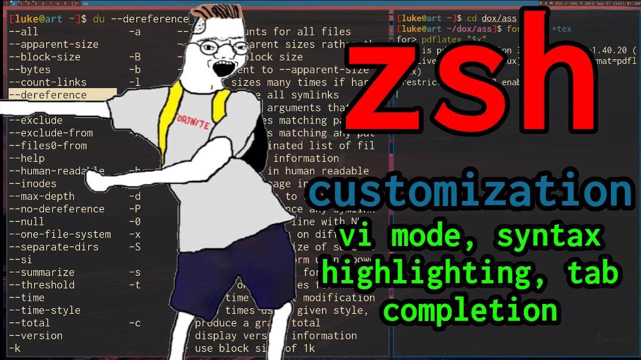 zsh: Syntax Highlighting, vi-mode, Autocomplete, more
