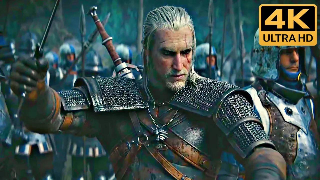 WITCHER Geralt Vs Niflgardiaans Army Fight Scene 4K ULTRA HD Cinematic