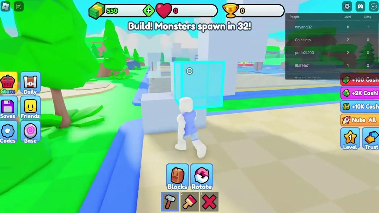 Build Base to Survive Monsters Spawn | ROBLOX | Gameplay, No Commentary