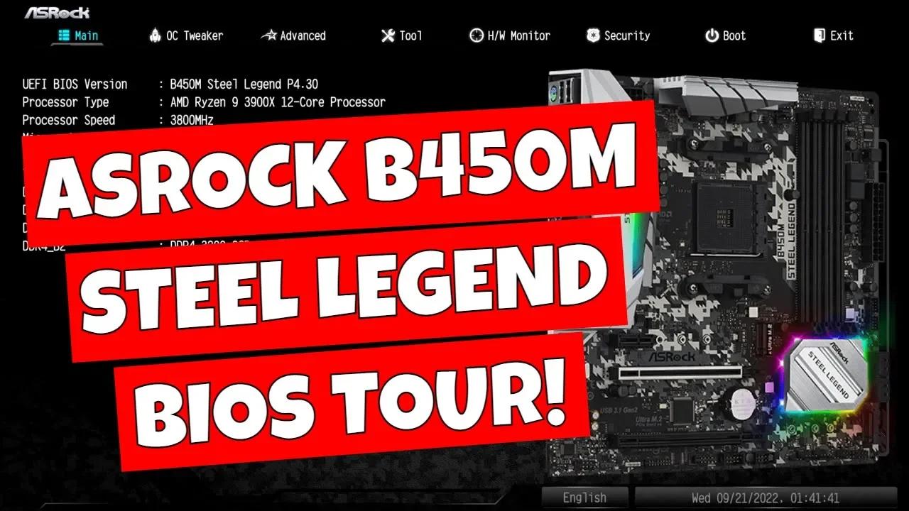 Asrock B450M Steel Legend BIOS Tour P4.30 TPM XMP Secure Boot Etc