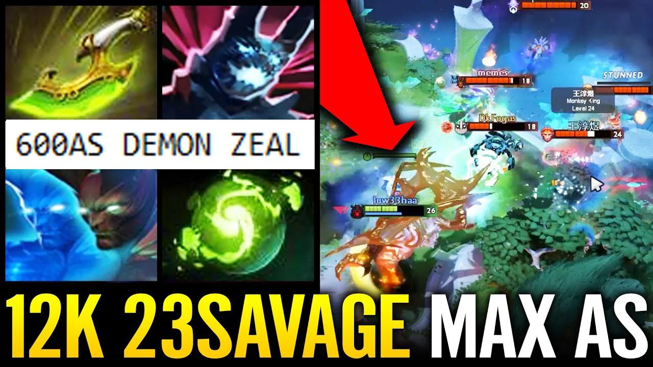 🔥 23Savage 12k MMR - WTF Imba 600AS Demon Zeal Max Attack Speed Terrorblade 7.29 Dota 2 Pro Carry