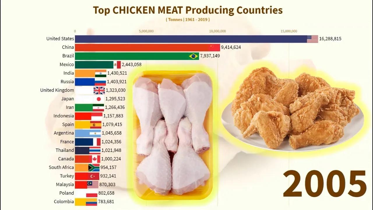 Top CHICKEN MEAT Producing Countries (Production, Exports, Imports)
