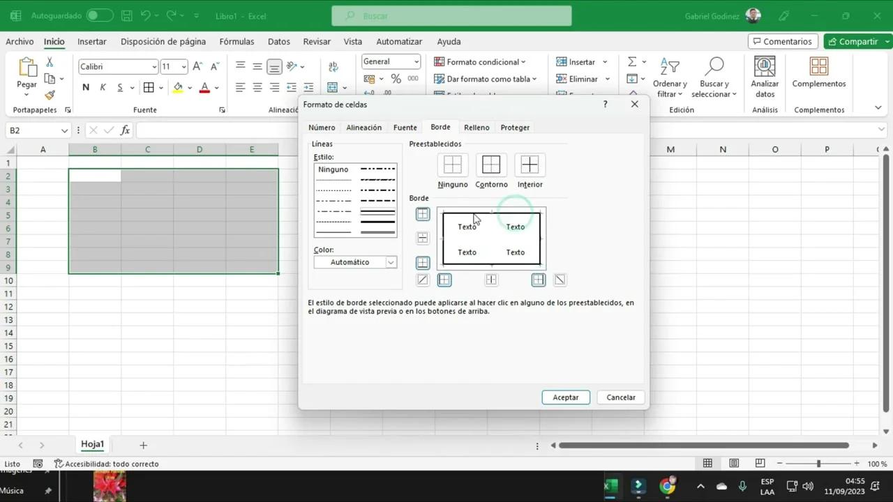 Colocar bordes en Microsoft Excel 365