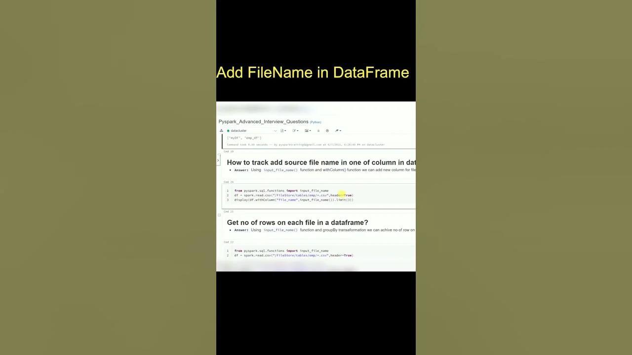 How To Add A File Name In Dataframe Pyspark Lakehouse Databricks