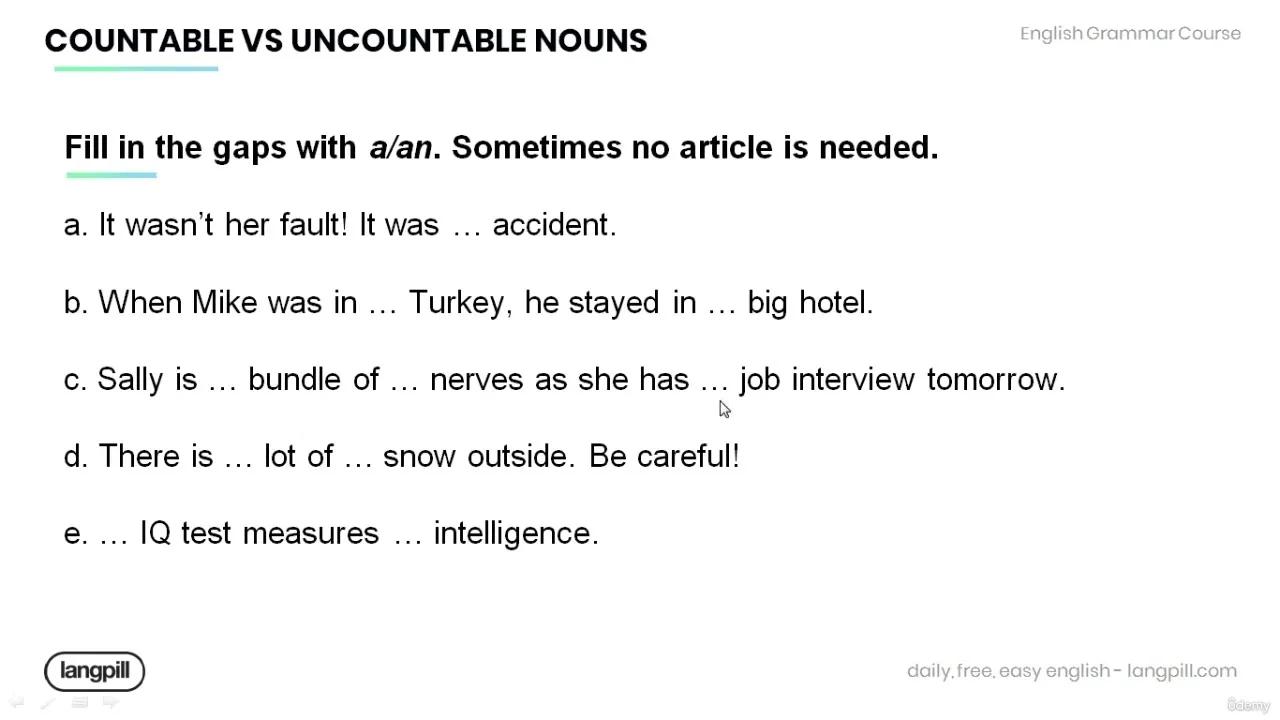 004 Practice it! Countable VS Uncountable Nouns