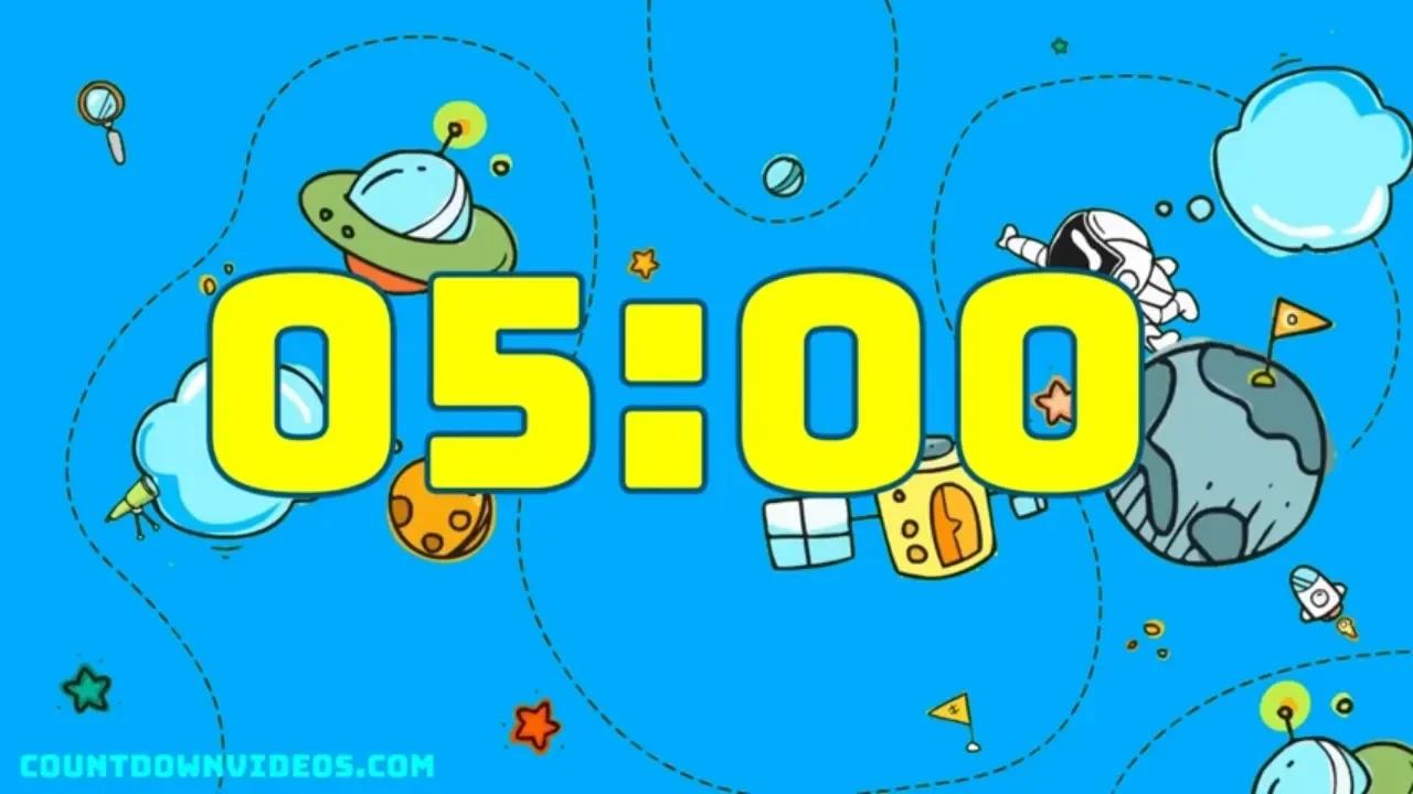 5 minute Space Timer With Happy Music For Kids & Classroom🌌