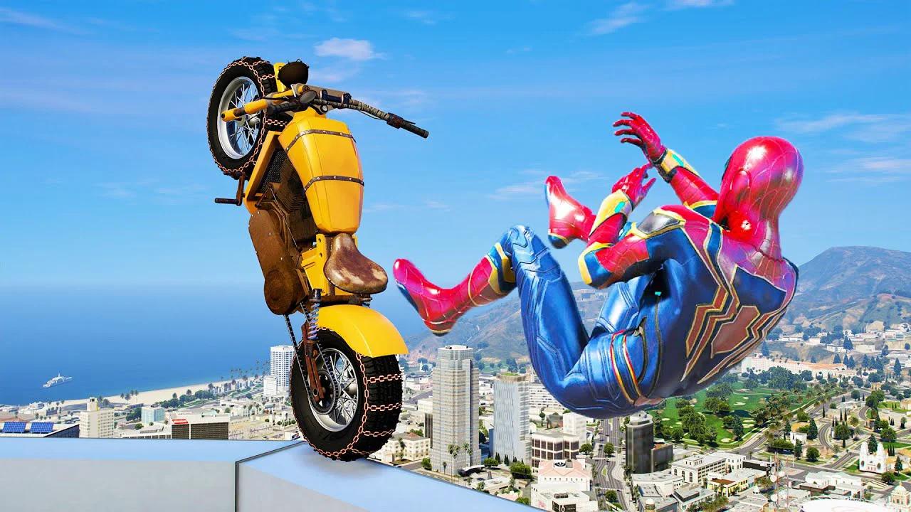 GTA 5 Iron Spiderman Motorcycle Stunts/Fails/Ragdolls Episode 08 ...