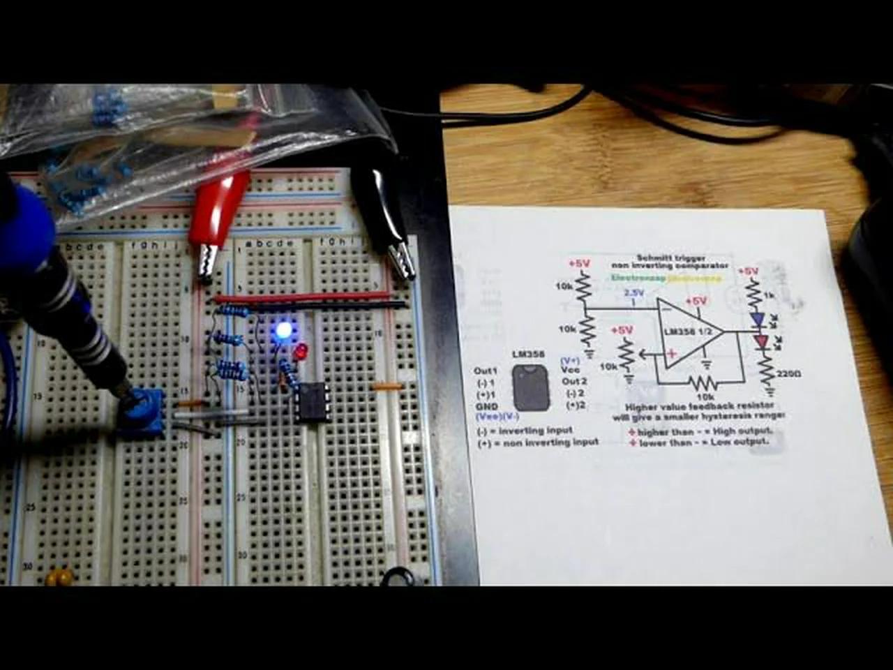 Op Amp Scmitt Trigger Non Inverting Comparator with Hysteresis using ...