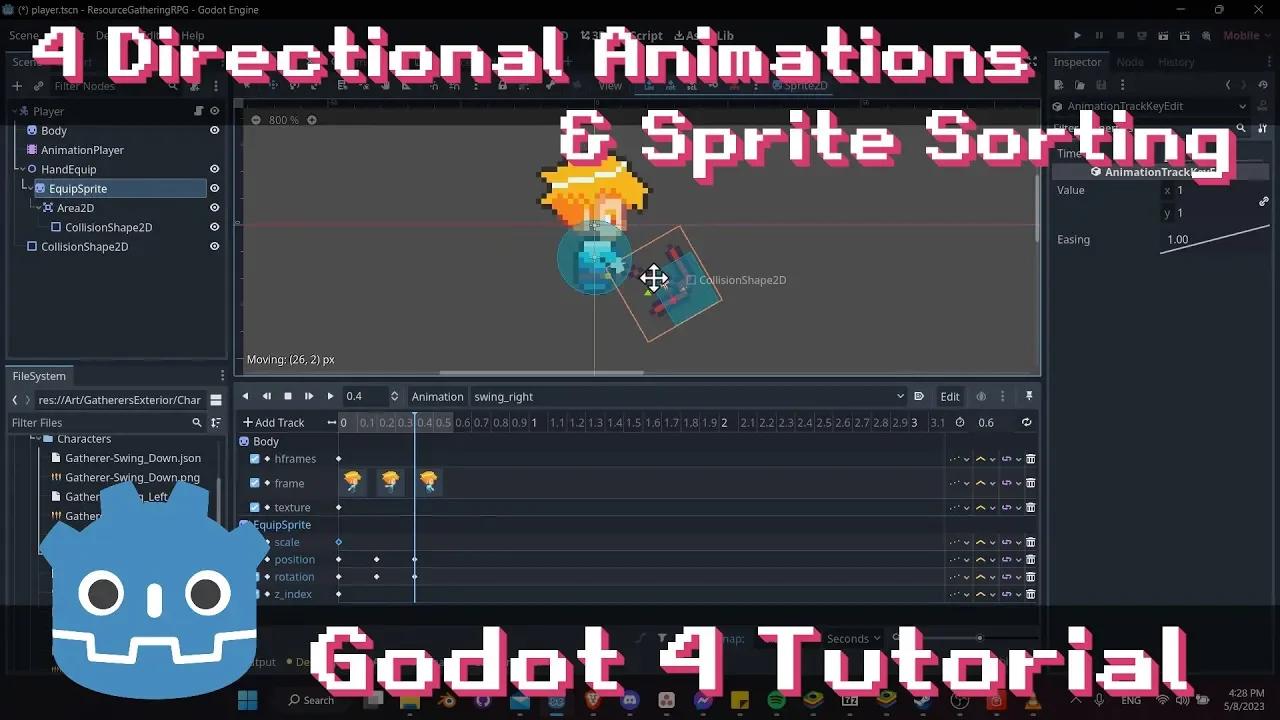 4 Directional Player Animations And Sprite Sorting In 2d Animations ~ Godot 4 Tutorial
