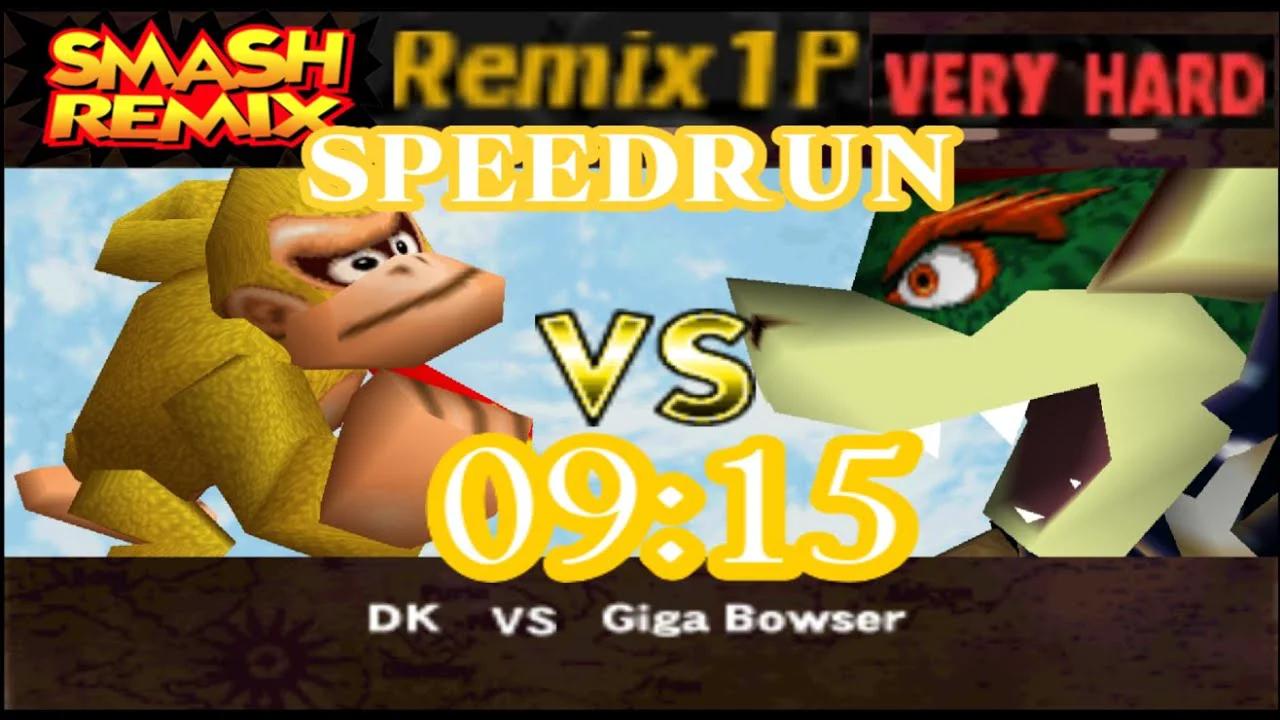 Smash Remix - Classic Mode Remix 1P Speedrun with Donkey Kong (VERY HARD) in 09:15