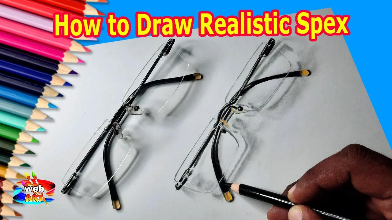 How to draw realistic spex ,How to draw 3d Goggles step by step,3d art ...
