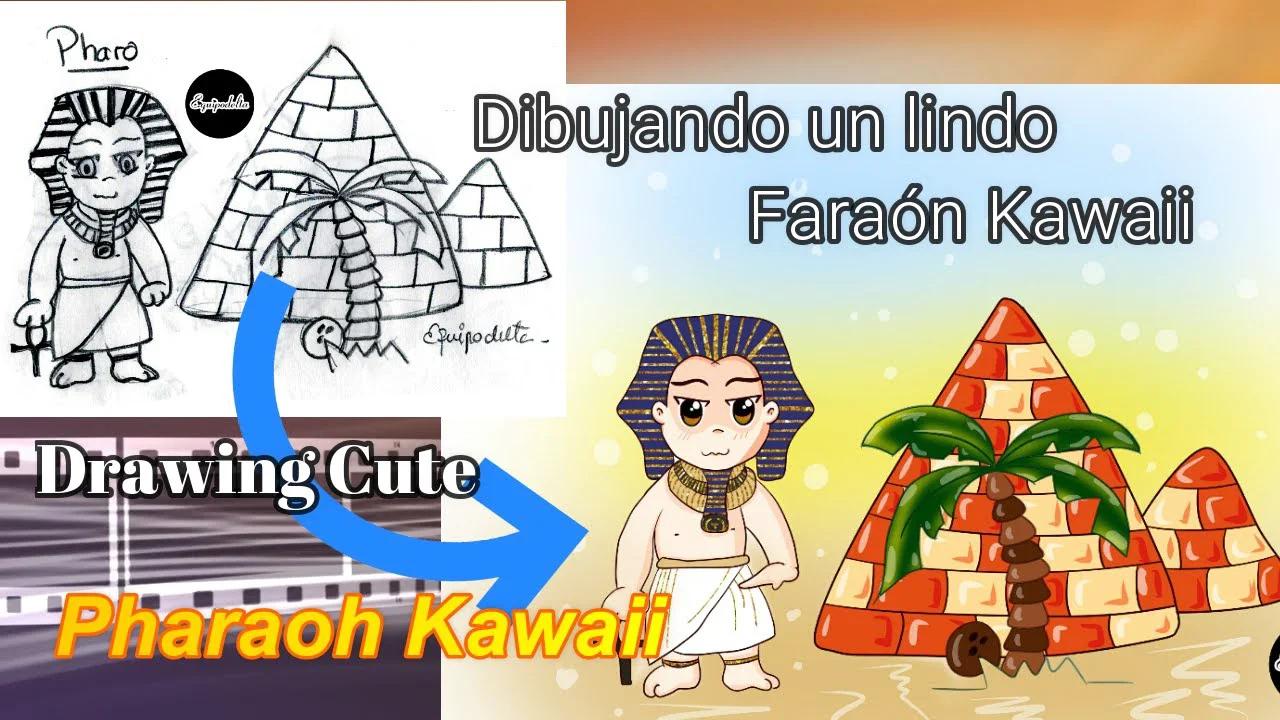 Drawing CUTE Pharaoh KAWAII 🔺 Dibujando un FARAÓN 🔺 Let's Draw! Medibang 🔺 Speed Draw-Speed paint 🔺