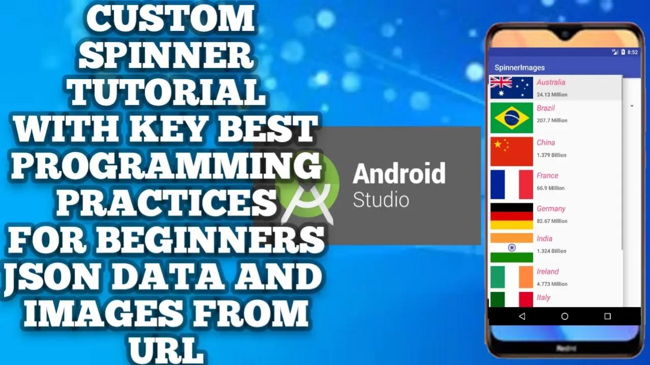 Custom spinner with JSON data from URL in android studio | Android Custom Spinner