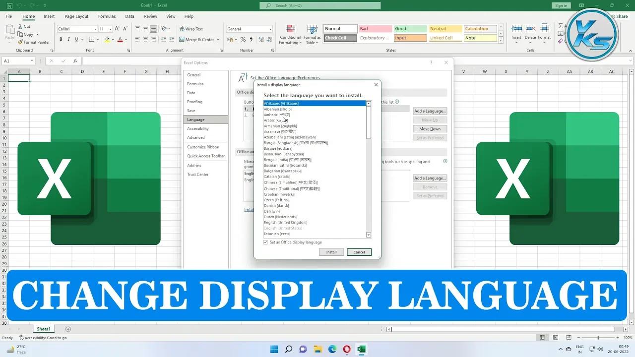 How To Change Display Language in Excel