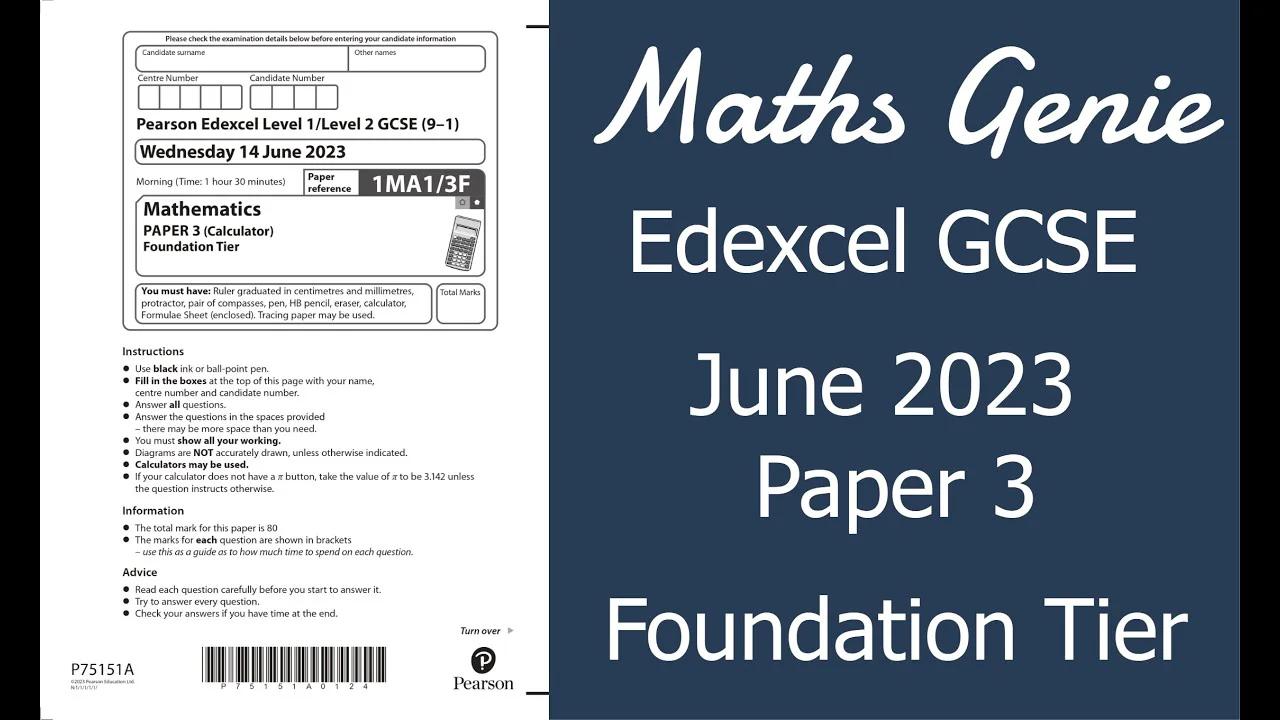 Edexcel Foundation Paper 3 June 2023 Exam Walkthrough