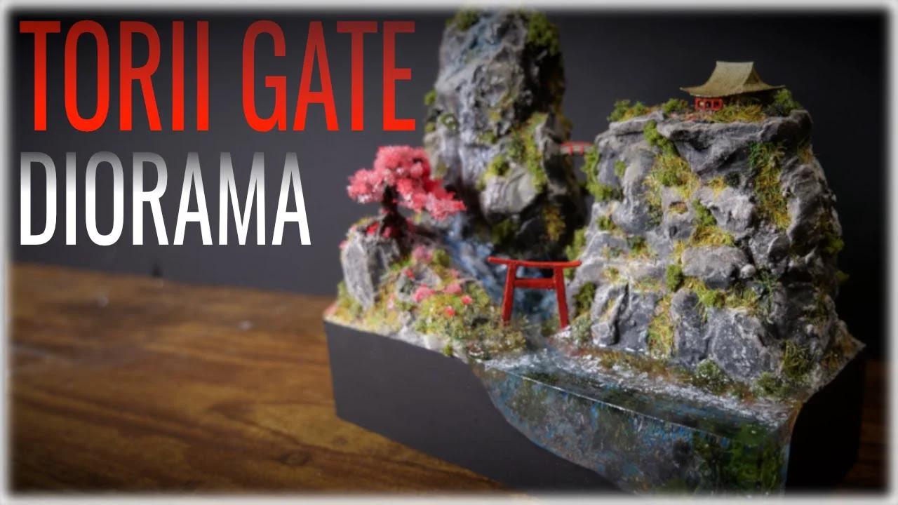 Realistic DIORAMA Japanese Torii Gate and Golden Shinto Shrine