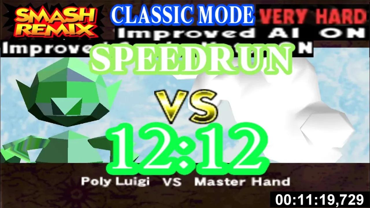 Smash Remix - Classic Mode Speedrun with Polygon Luigi (VERY HARD) in 12:12