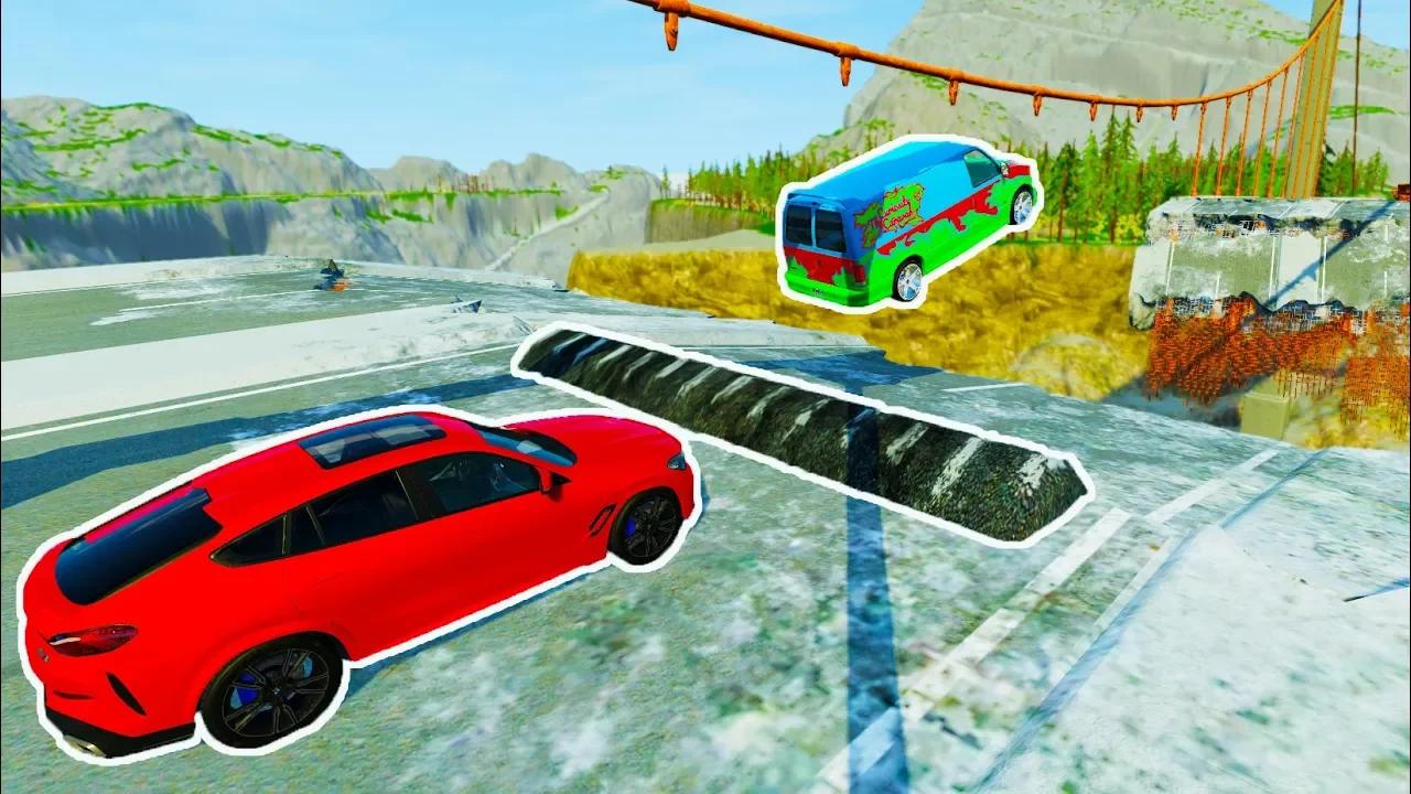 Cars VS Massive Speed Bumps On The Broken Bridge - BeamNG drive High ...