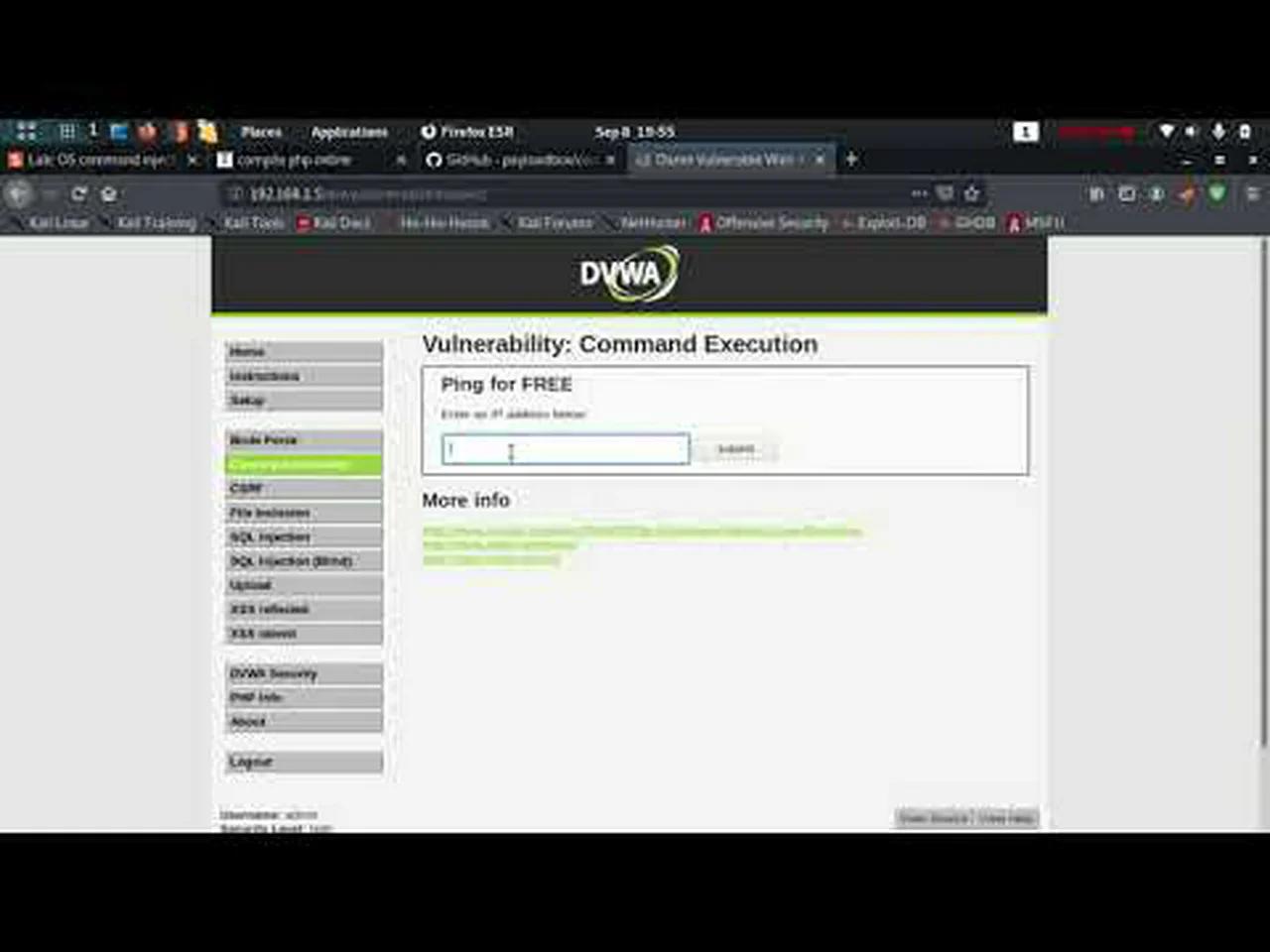 OS command injection | lab portswigger | dvwa