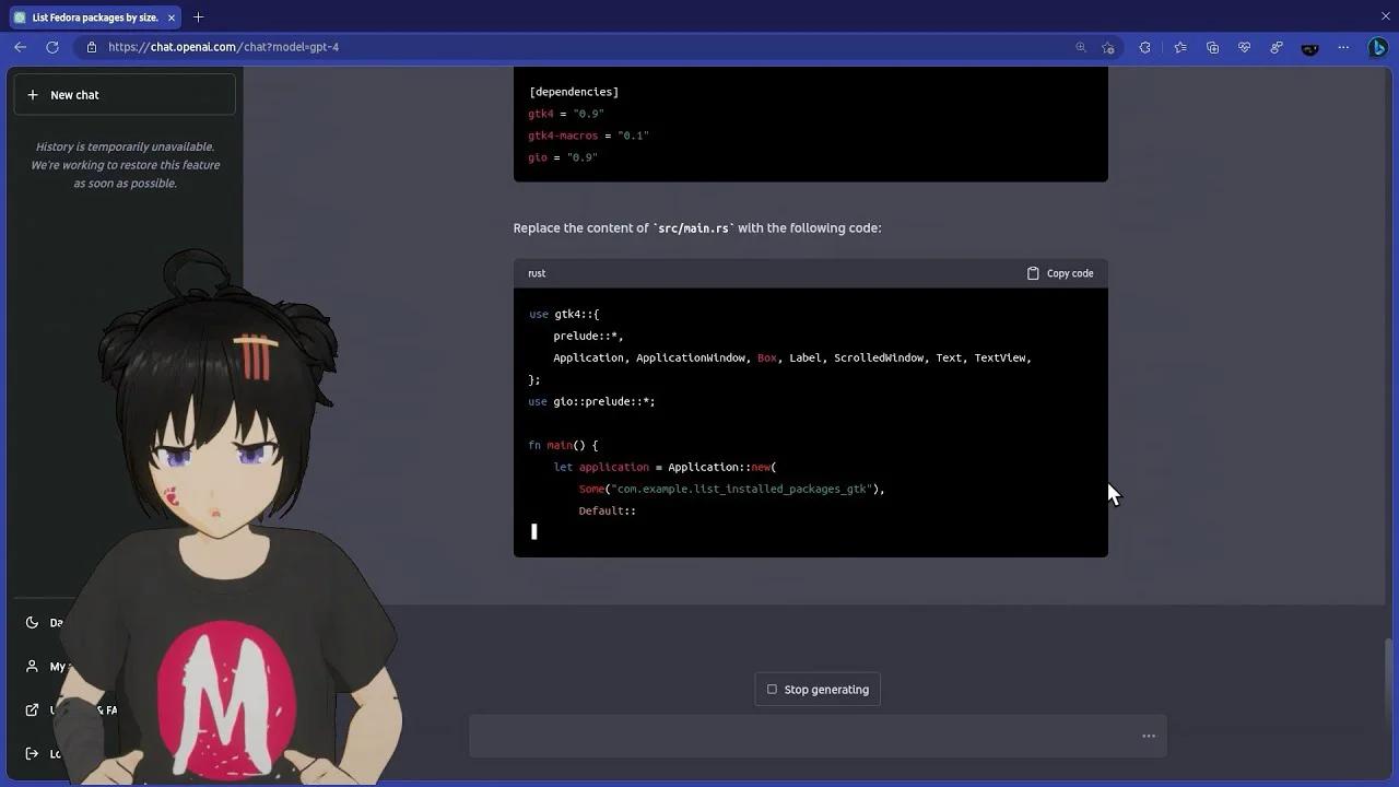Mii writes a script to sort her Fedora packages, so she can uninstall ...