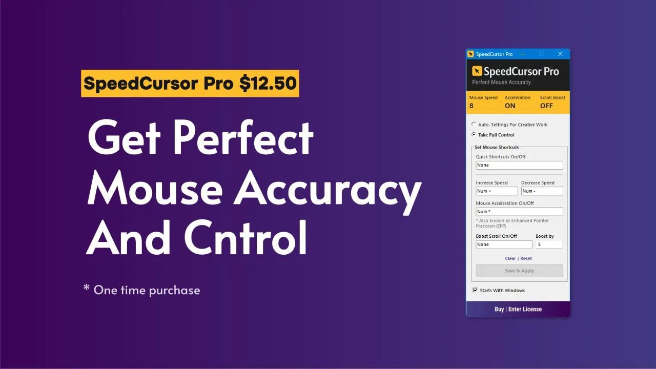 Control your mouse sensitivity using shortcuts - SpeedCursor Pro
