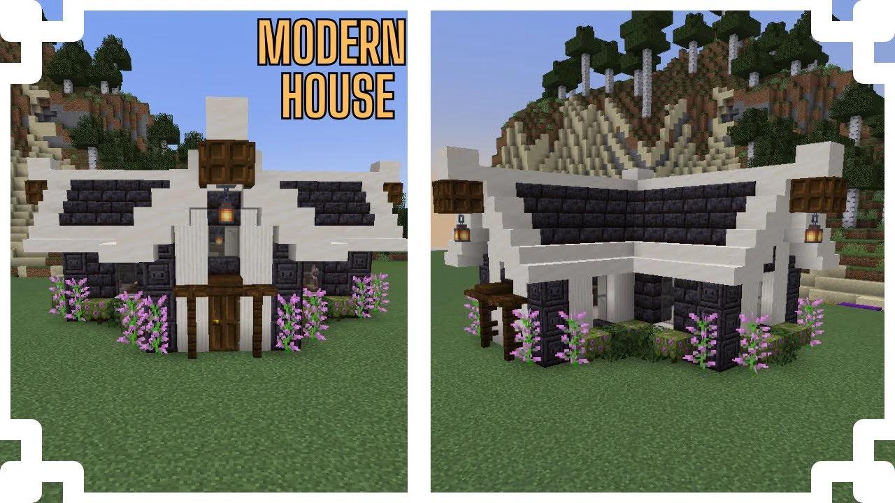 How To Build A Modern Blackstone And Quartz House | Minecraft Easy Tutorial