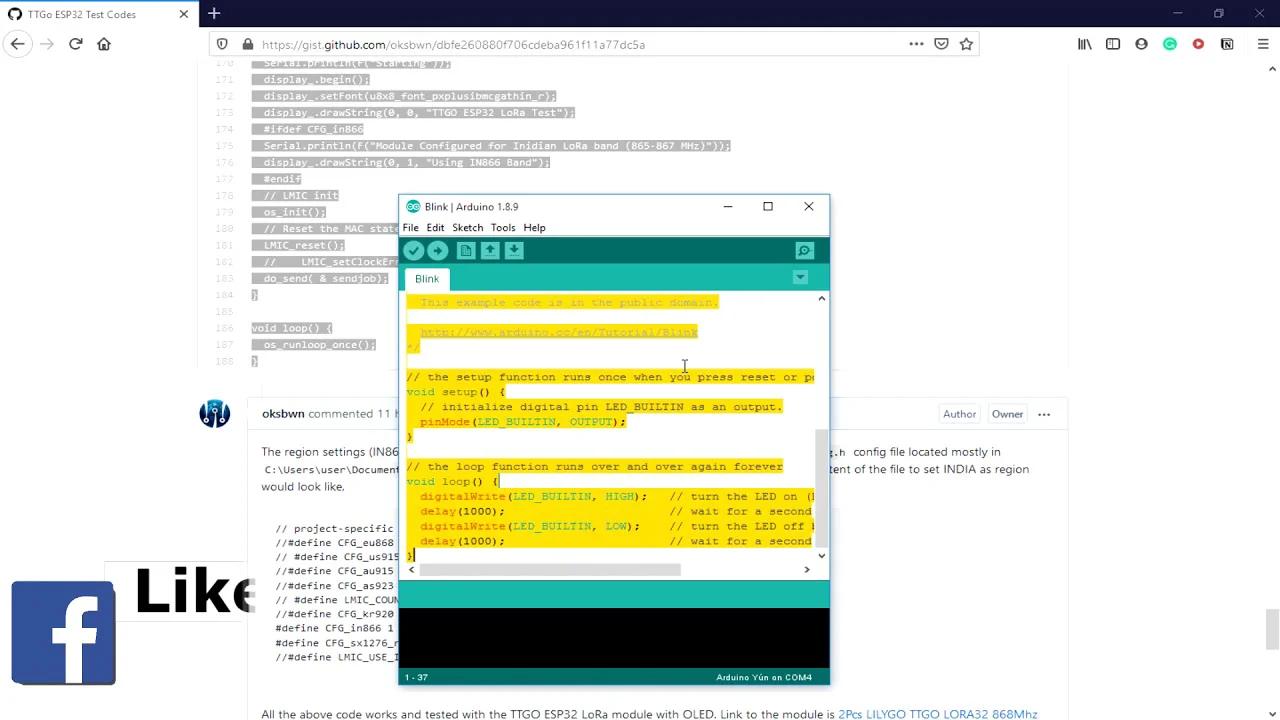 TTGO ESP32 LoRaWAN OTAA Method Example