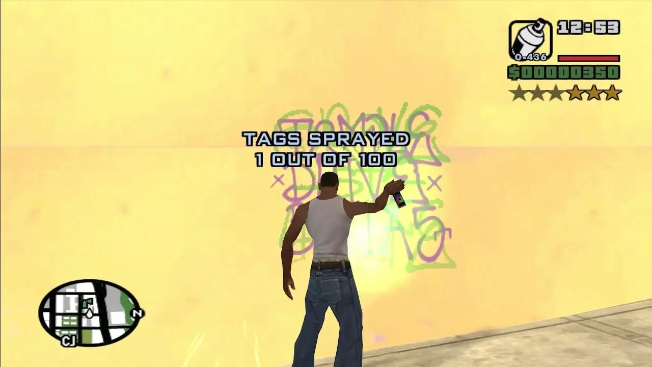 How to spray Gang Tag #84 at the beginning of the game - GTA San Andreas