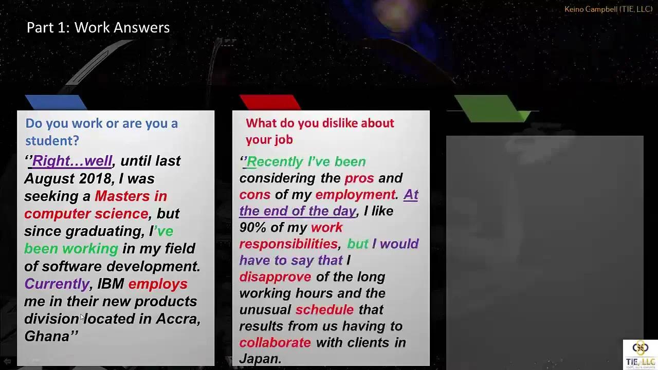 5 Part 1 Work Sample Answers