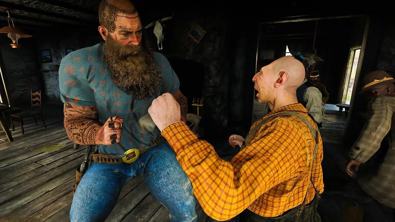 7ft Bodybuilder Arthur Fights Bertram | RDR2