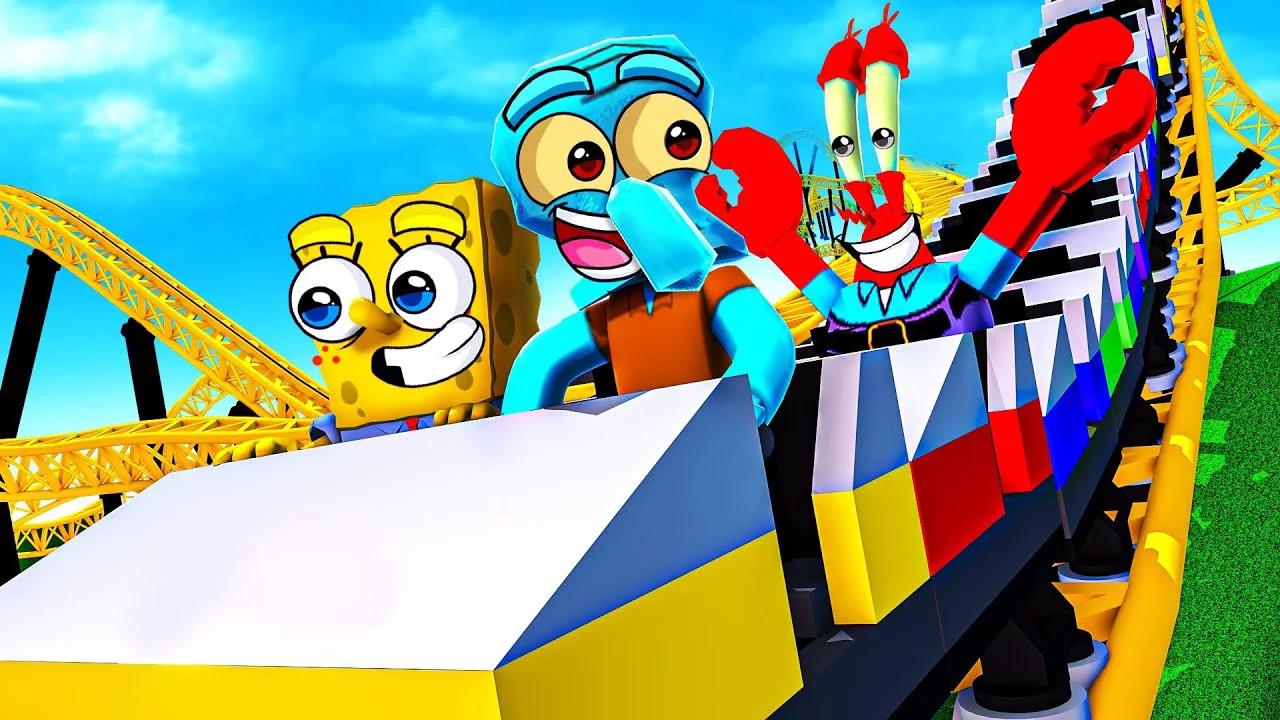 SpongeBob Plays ROBLOX CART RIDE! (WOOHOO!)