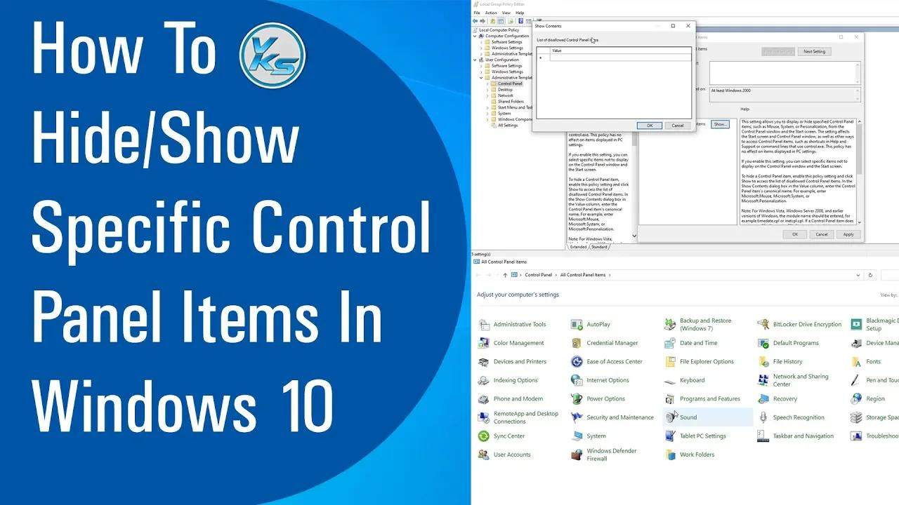 How To Hide/Show Specific Control Panel Items In Window 10 (2021)