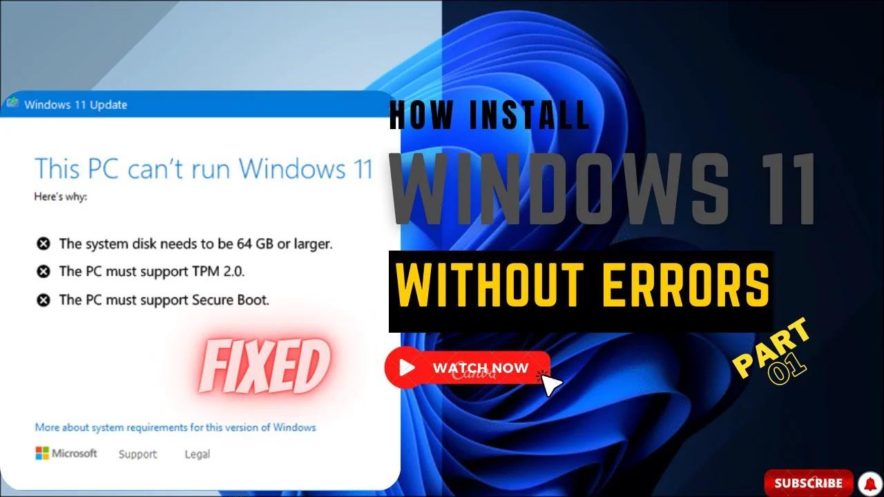 HOW TO INSTALL WINDOWS 11 ON UNSUPPORTED HARDWARE | ERROR WHILE ...