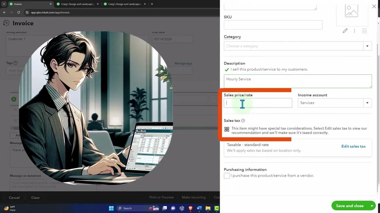 Invoice Form 1340 QuickBooks Online