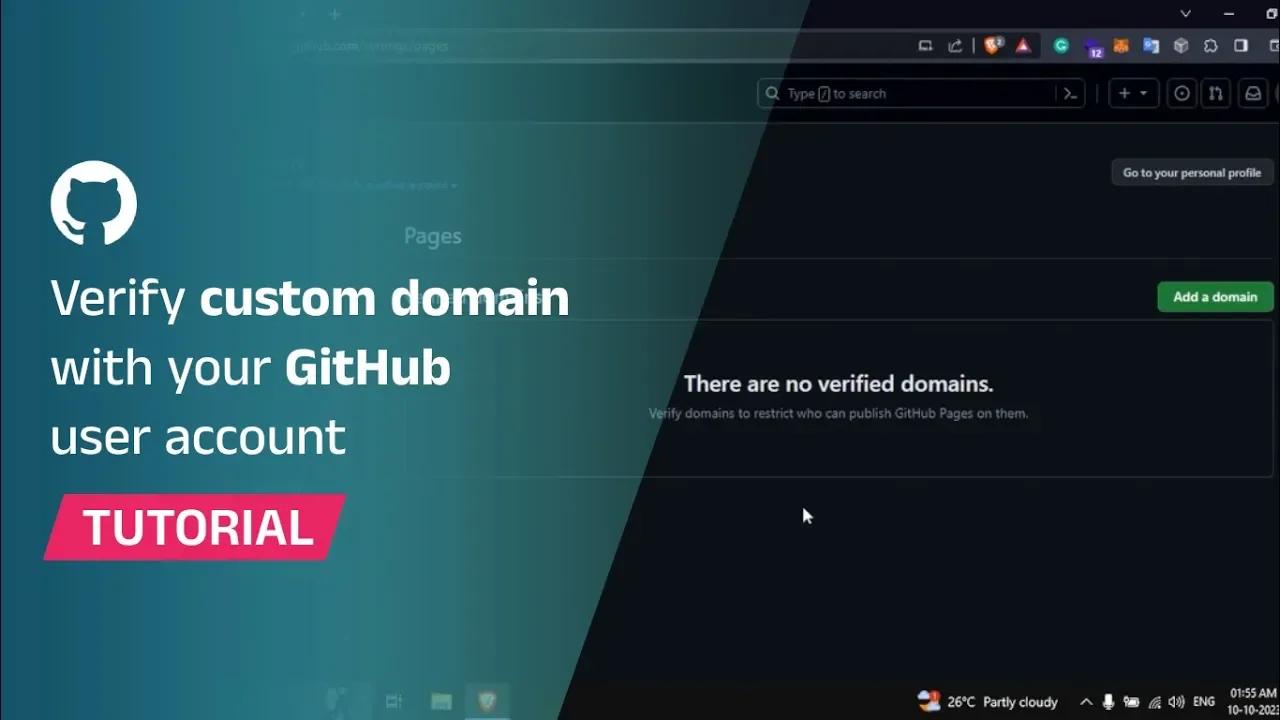 How To Verify Custom Domain With Github User Account Tutorial 5015