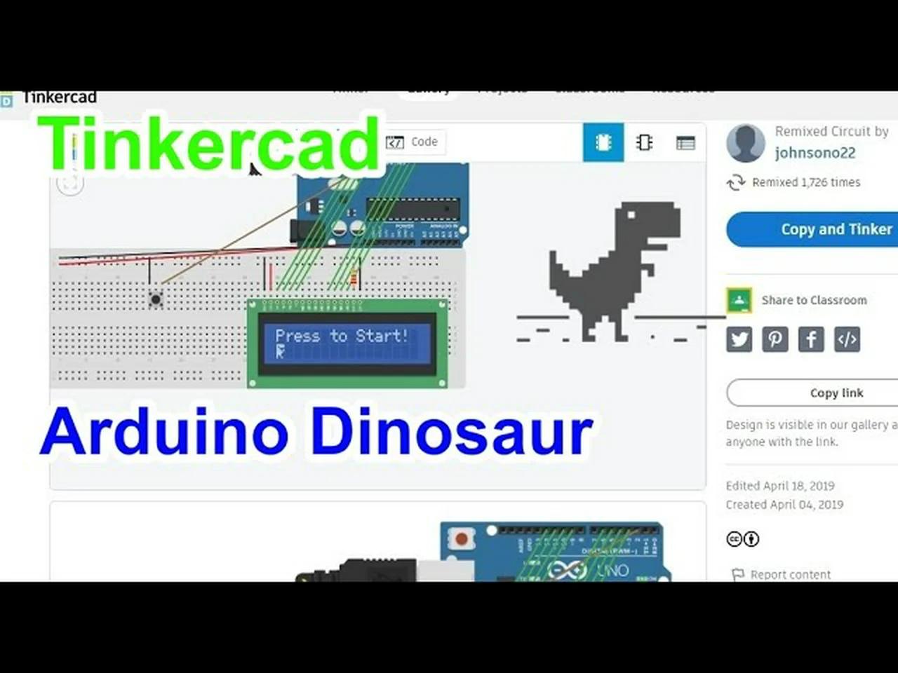 Arduino Dinosaur Game On Tinkercad 1000arduinodinosaur 005 Aeroarduino