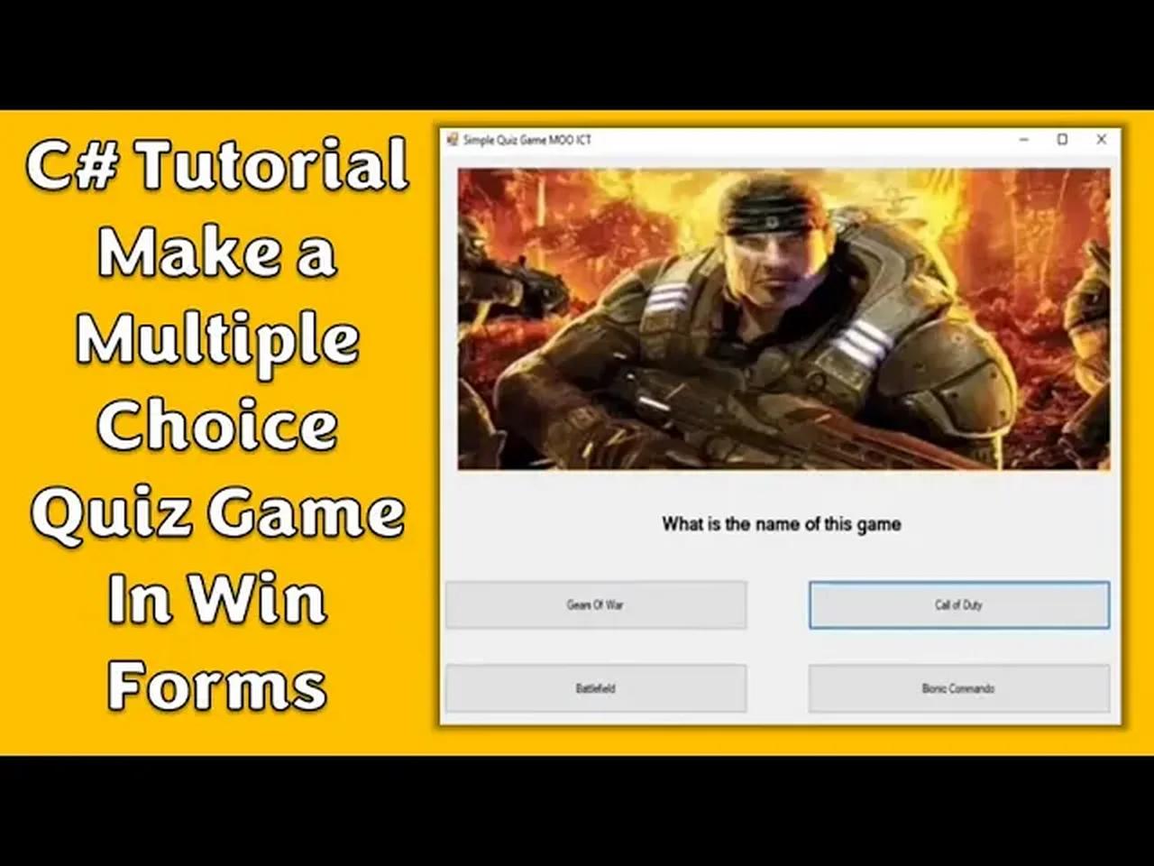 C# Tutorial - Make a multiple choice quiz game using Win Forms (Audio Improved)