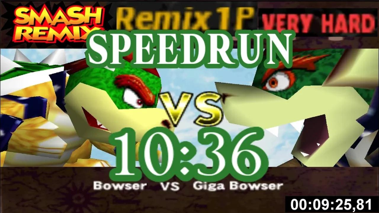 Smash Remix - Classic Mode Remix 1P Speedrun with Bowser (Very Hard) in 10:36