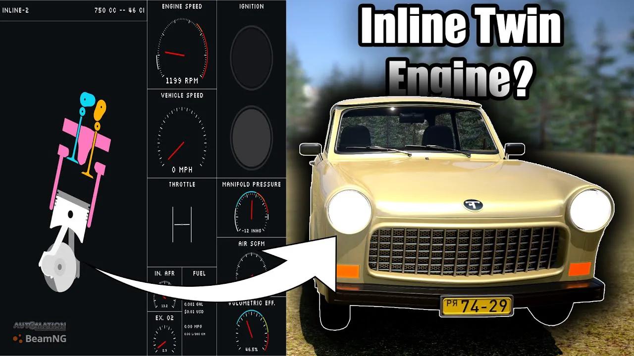I Made an Inline-Twin Engine into a Car! | Automation Game, ATG Engine Sim, & BeamNG.drive