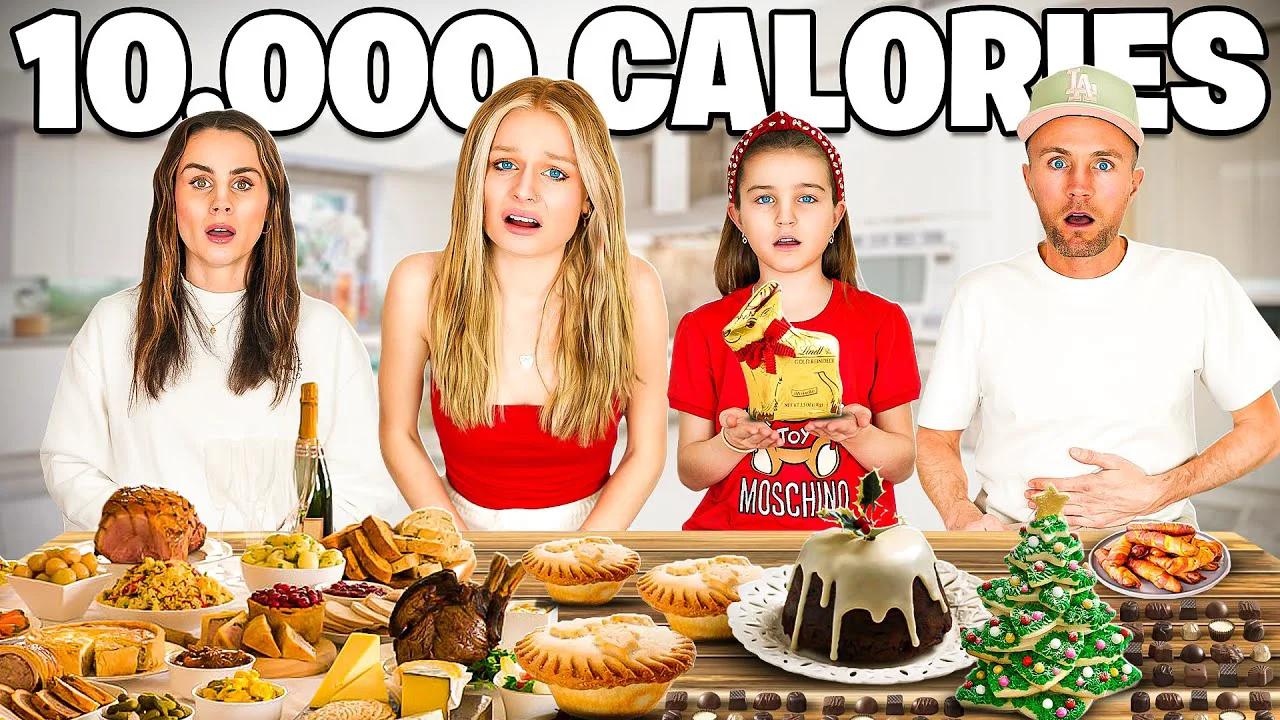10,000 CALORIE CHALLENGE Christmas Foods! | Family Fizz