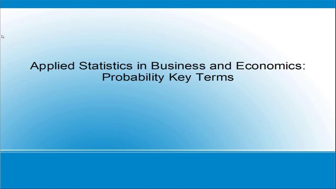 Basic Terms Probability