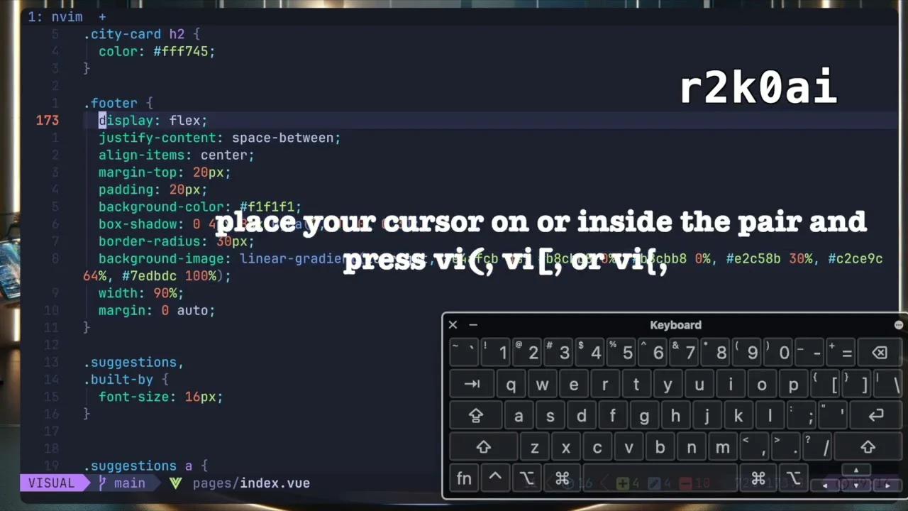 vim neovim howto edit the content of a pair of parentheses, brackets, or braces